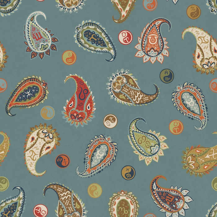 Duck Egg Blue Paisley Wallpaper