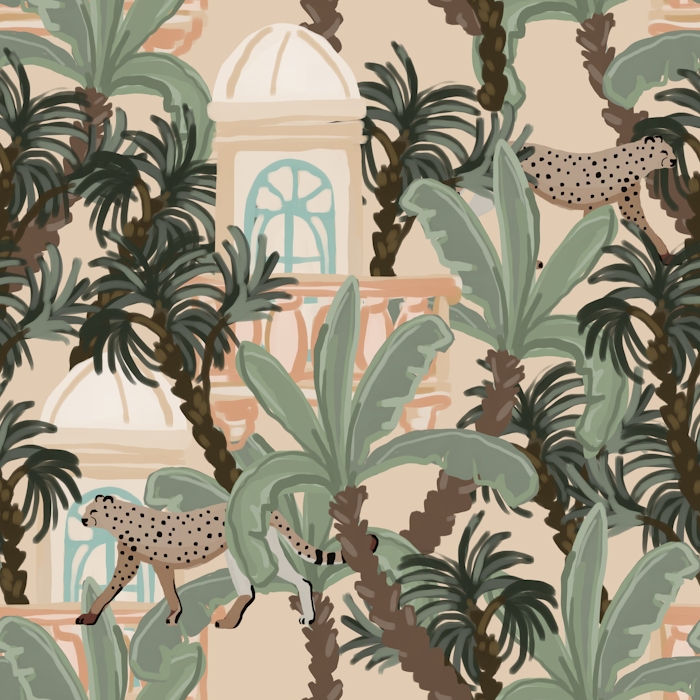 Bohemian Leopard Palm Wallpaper