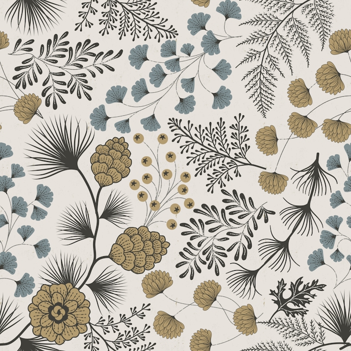 Botanical Forest Pine Cone Floral Wallpaper