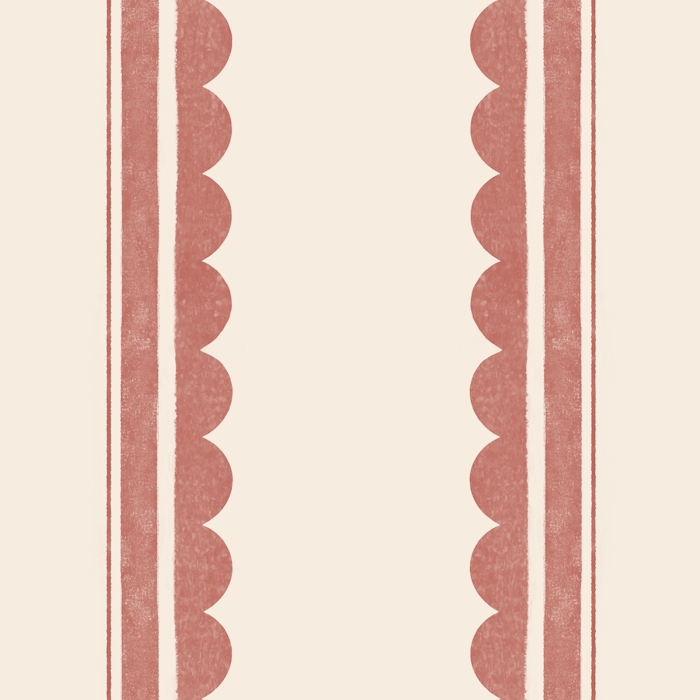 Red Scalloped Stripes Wallpaper | happywall.com