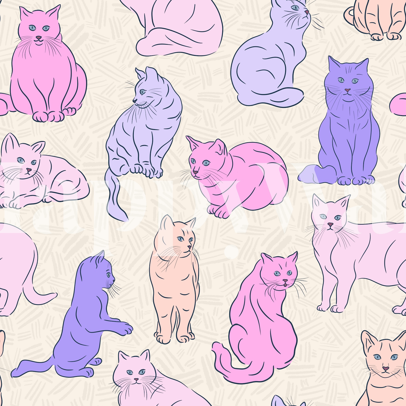 Cats Doodles 1 Wallpaper | Happywall