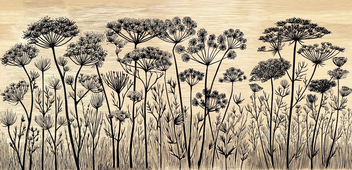 Black Floral Meadow Wallpaper