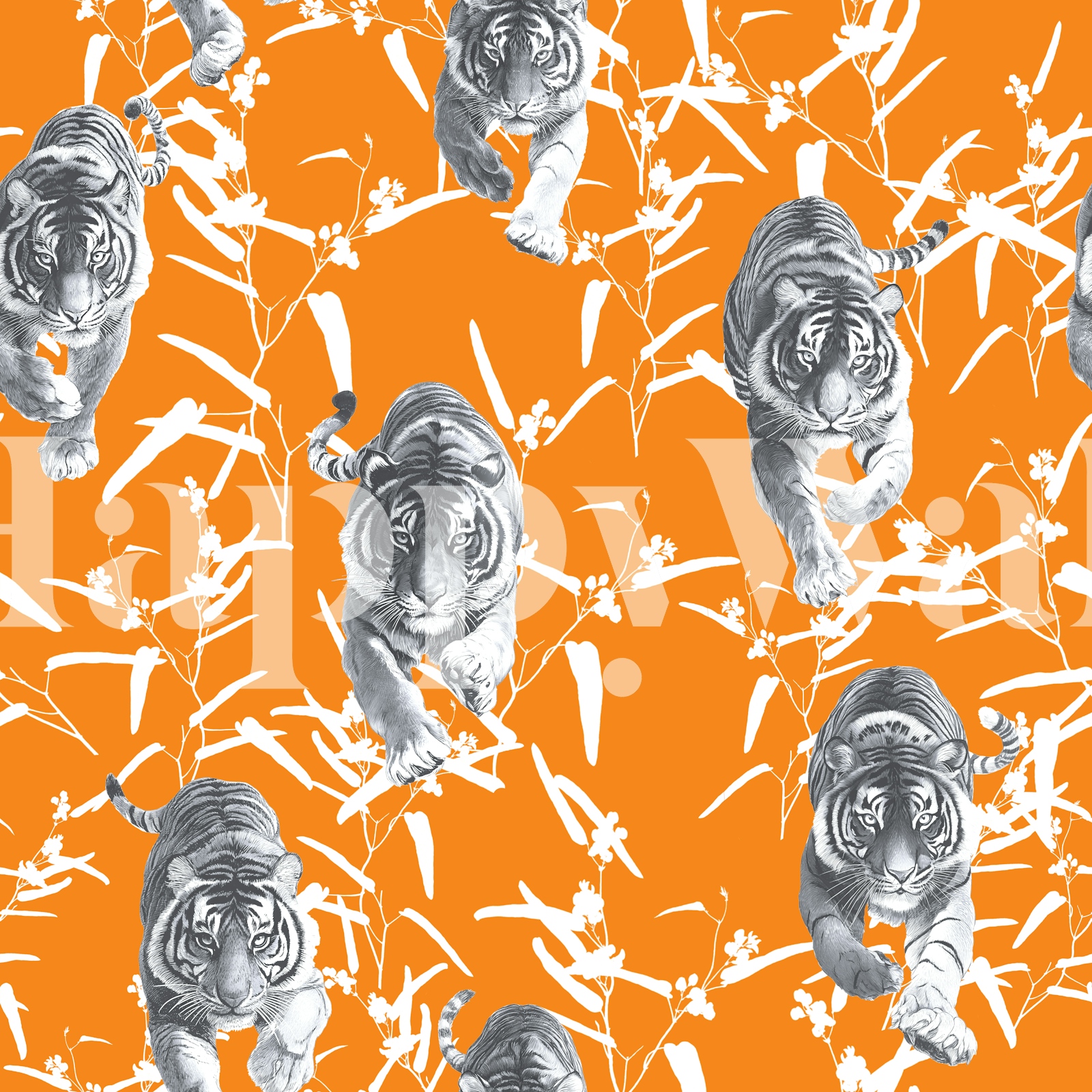 Tiger Print Orange Wallpaper Design