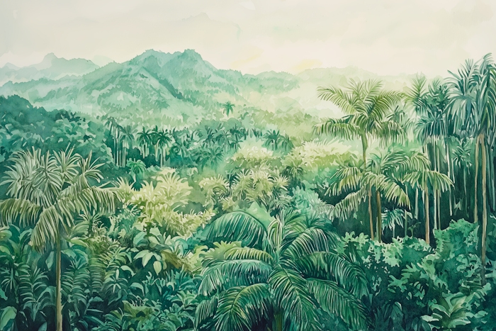 Misty Green Wilderness Wallpaper - happywall.com