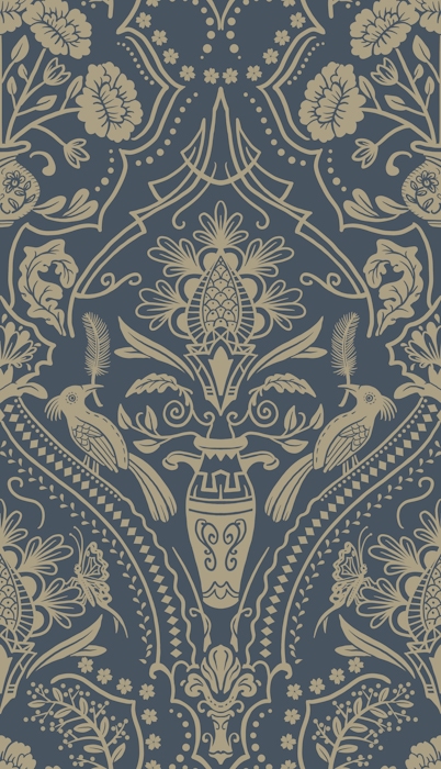 Navy Botanical Dream Wallpaper - happywall.com
