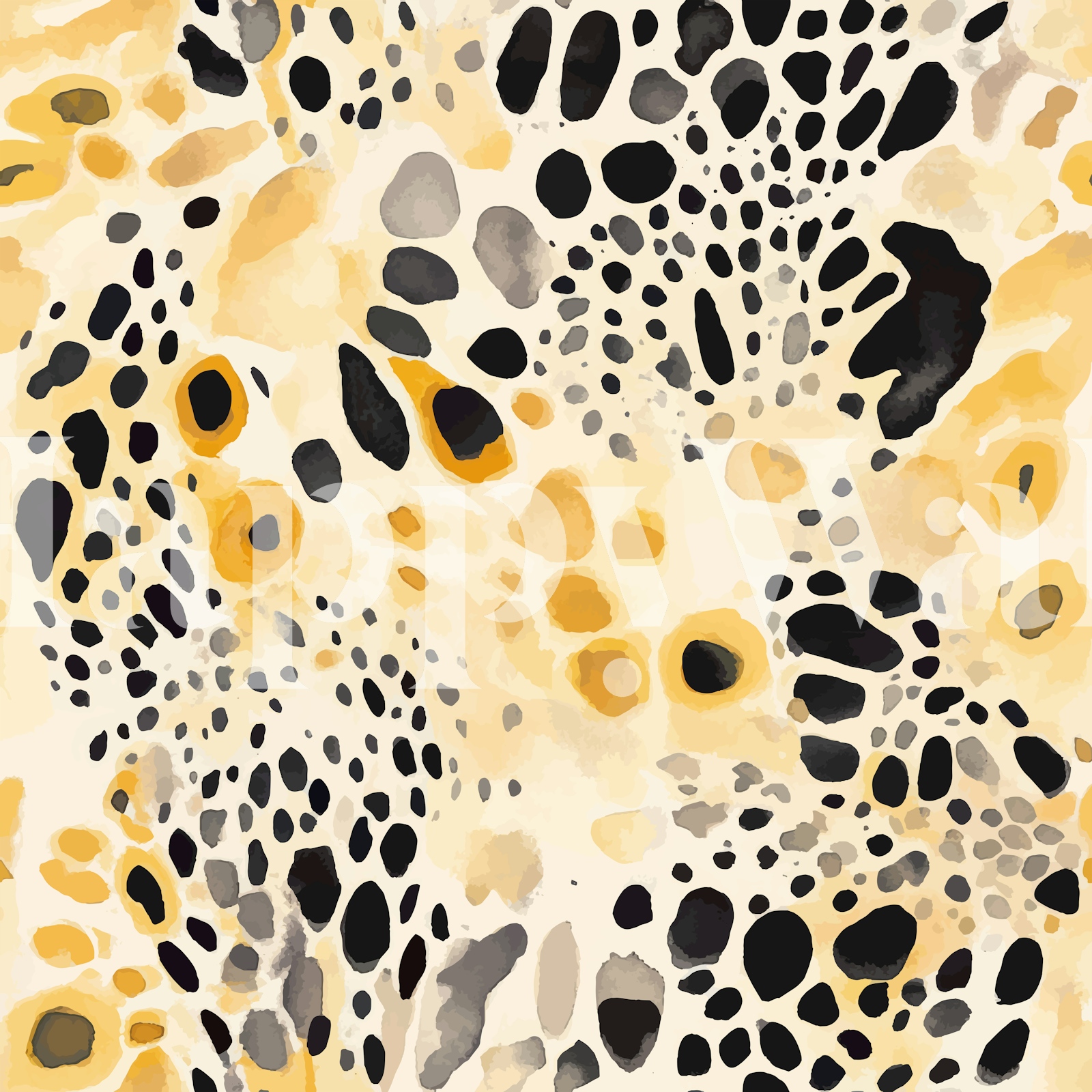 Chic Animal Print Wallpaper in Black and Yellow