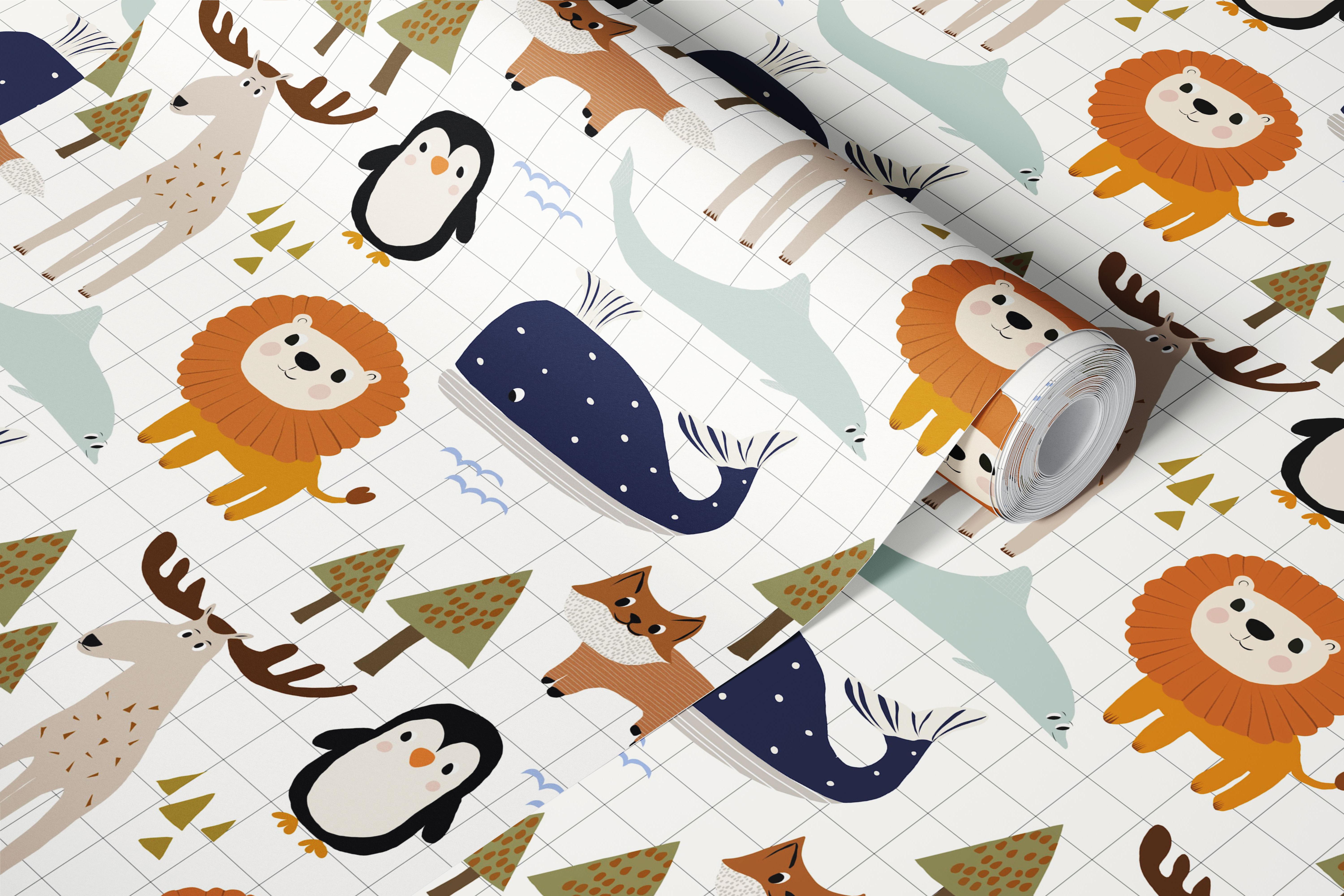 Whimsical Animal Wallpaper for Kids Room