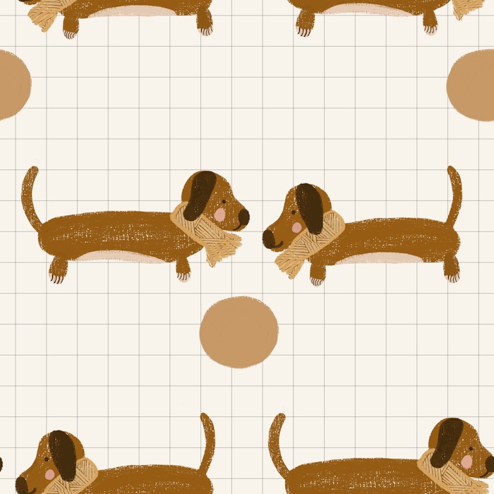 Friendly Dachshunds Grid Wallpaper | happywall.com