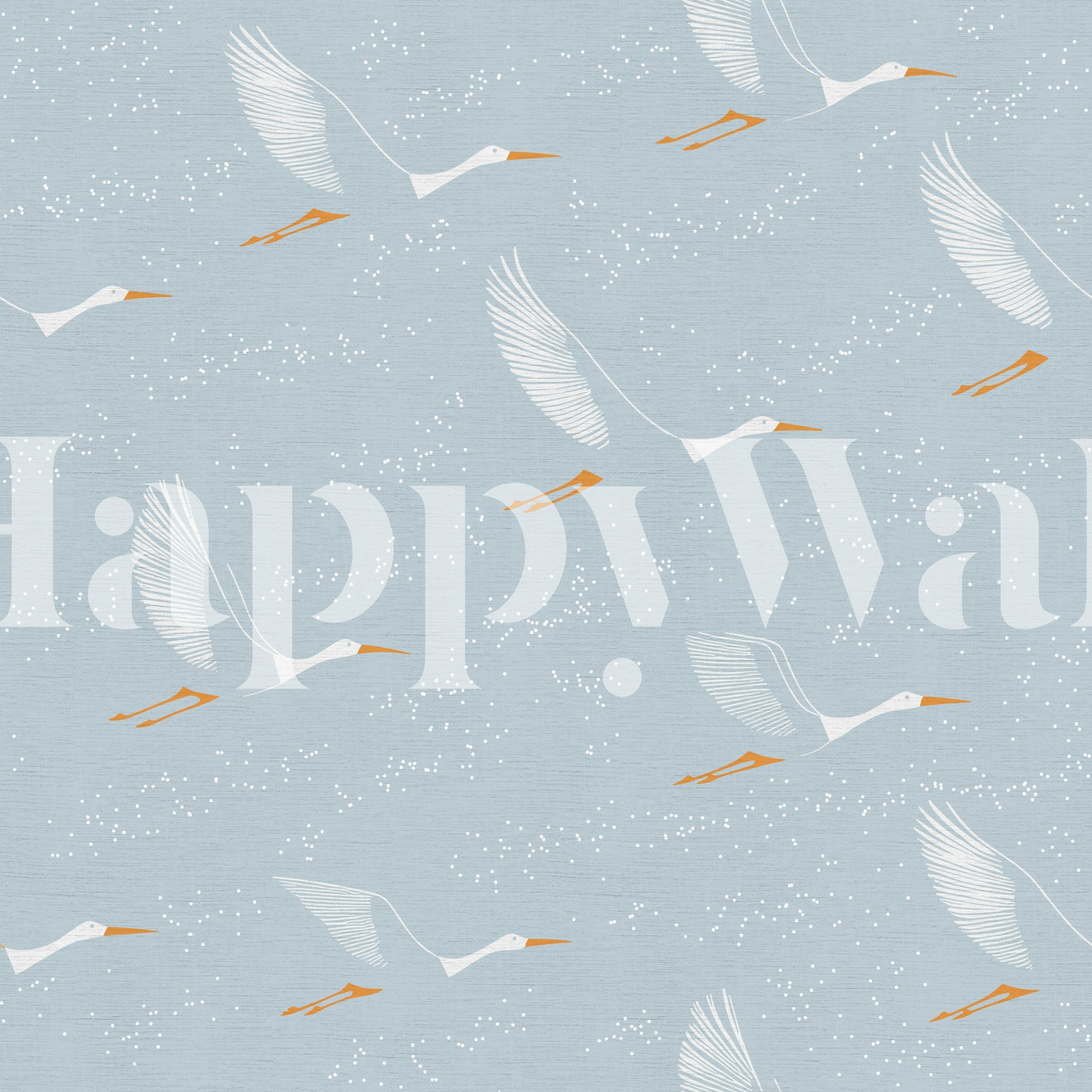 White Flying Birds on Pastel Baby Blue Wallpaper