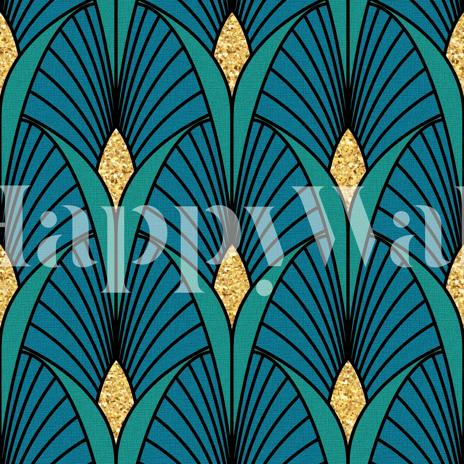 Teal Gold Geometric Wallpaper for Home Decor