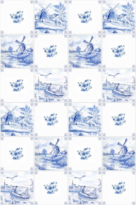 Blue Delft Landscape Wallpaper - happywall.com