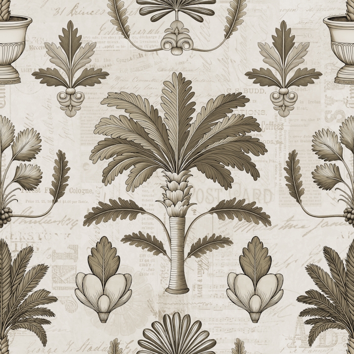 Vintage Greenhouse Old Script Sepia - Happywall