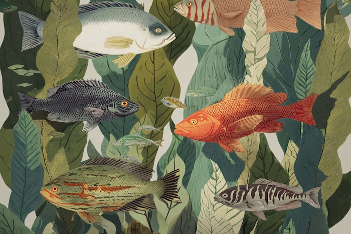 Nautical Underwater Fish Wallpaper
