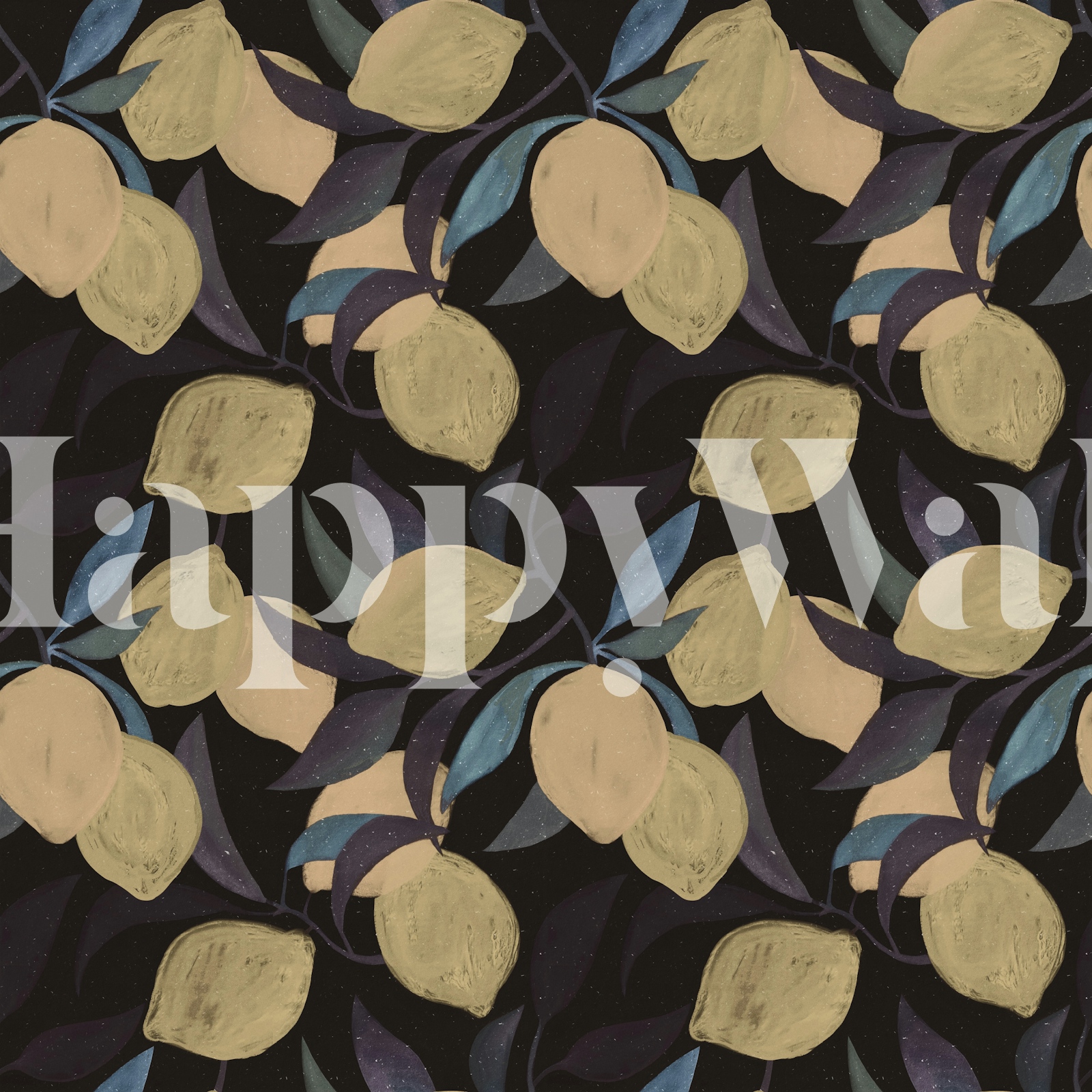 Midnight Lemons Floral Wallpaper