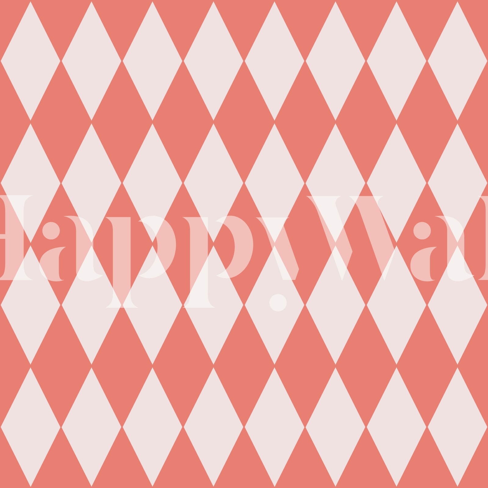 Coral Harlequin Diamond Pattern Wallpaper