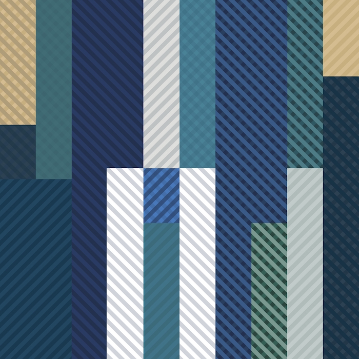Geometric Striped Wallpaper in Blue and Green