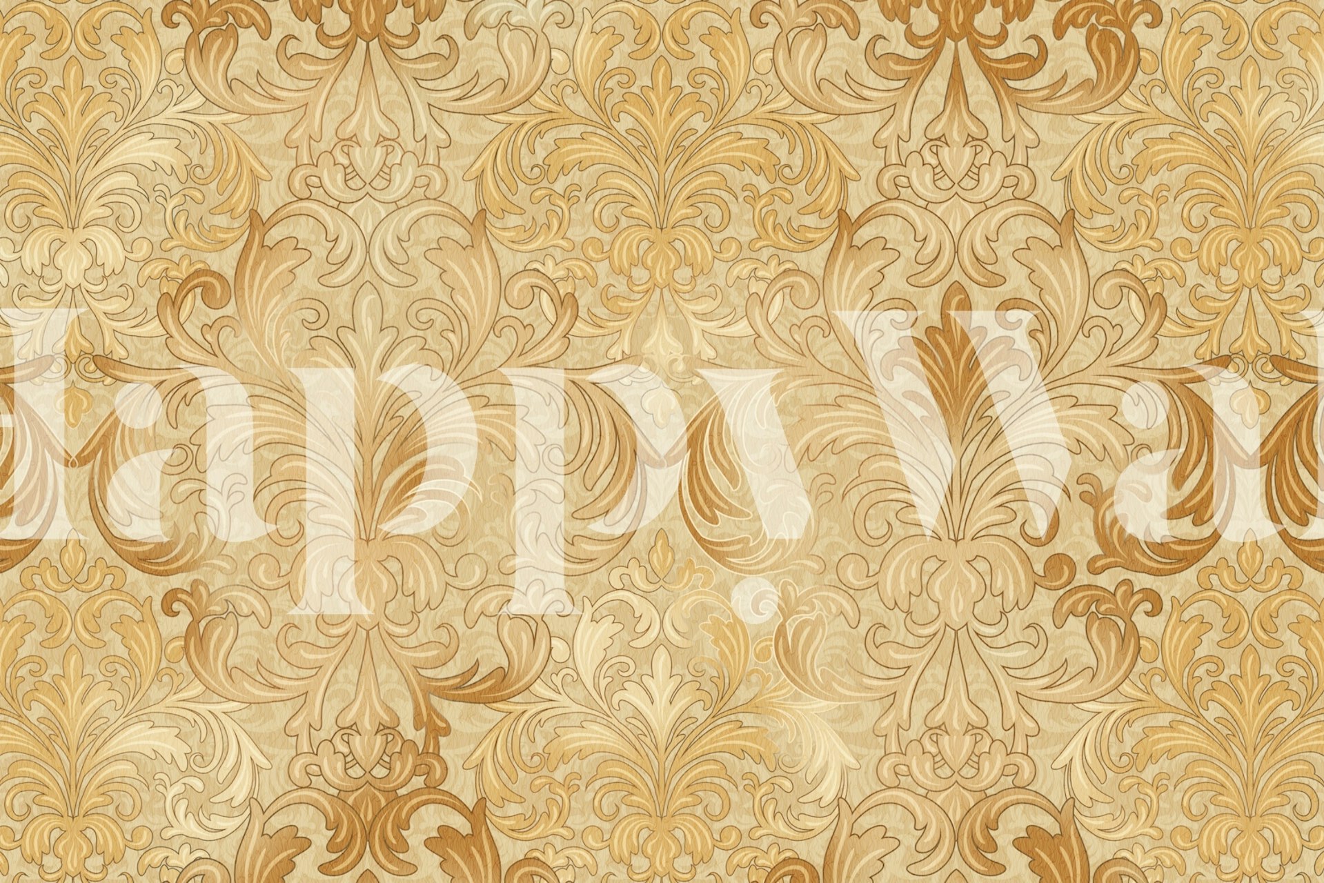 Antique Floral Flourish Gold Wallpaper | happywall.com