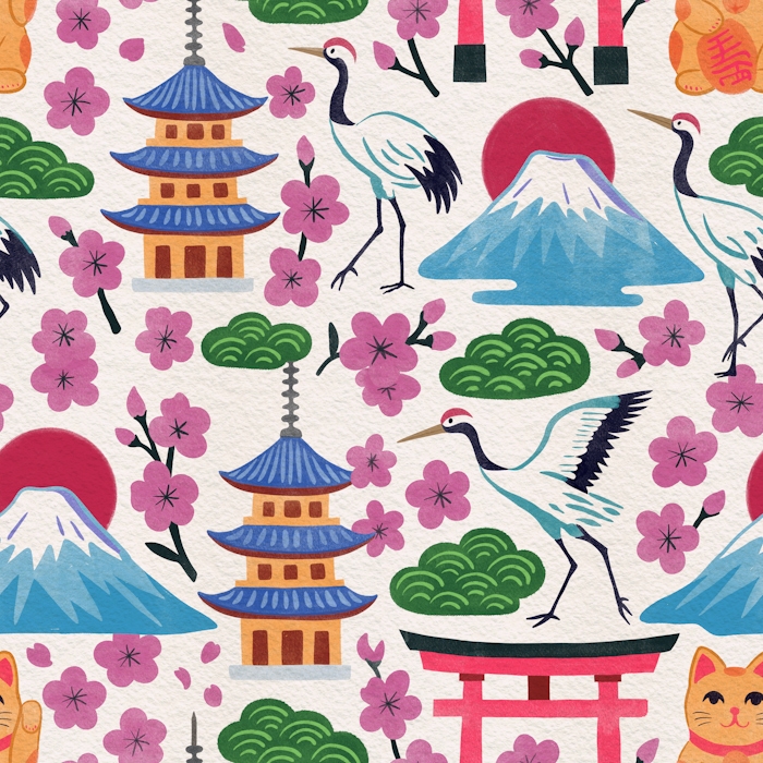 Love Japan Bright Colours Wallpaper | happywall.com