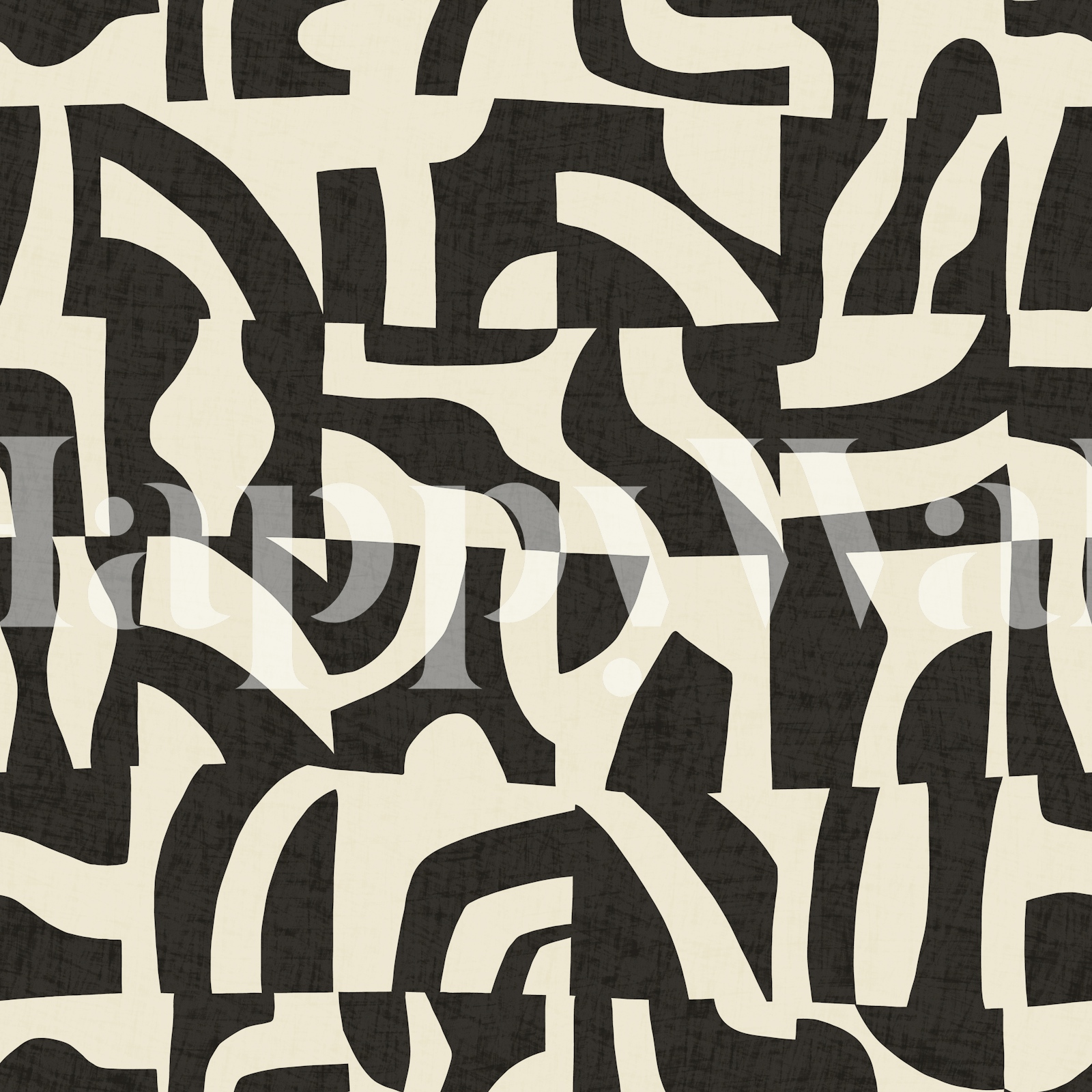 Black and Cream Abstract Mod Wallpaper | happywall.com