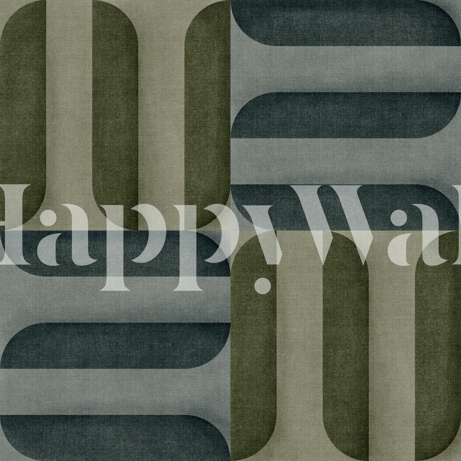 Modern Geometric Dark Green and Grey Wallpaper