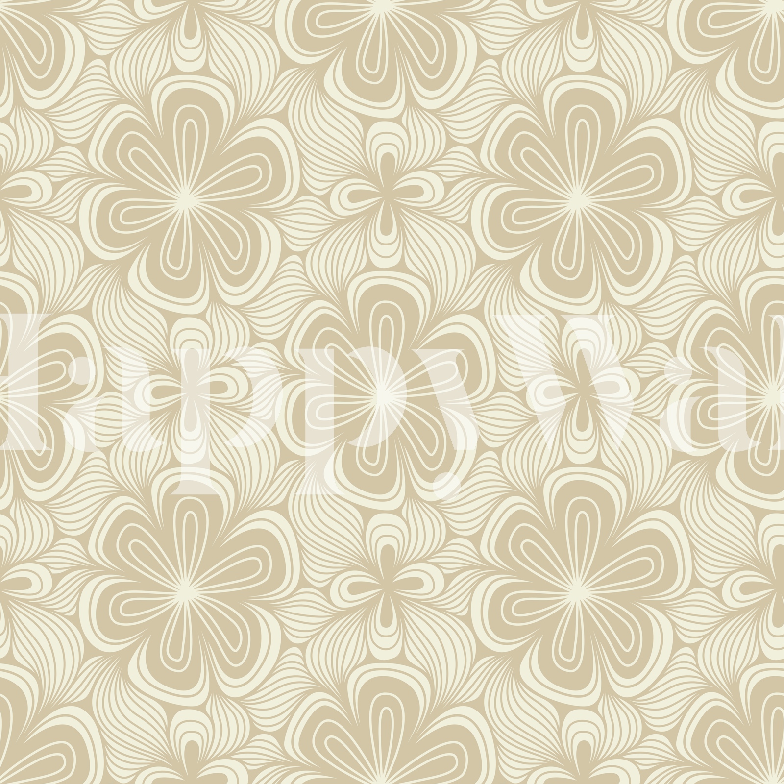 Calming Bloom Flow Beige Wallpaper | happywall.com