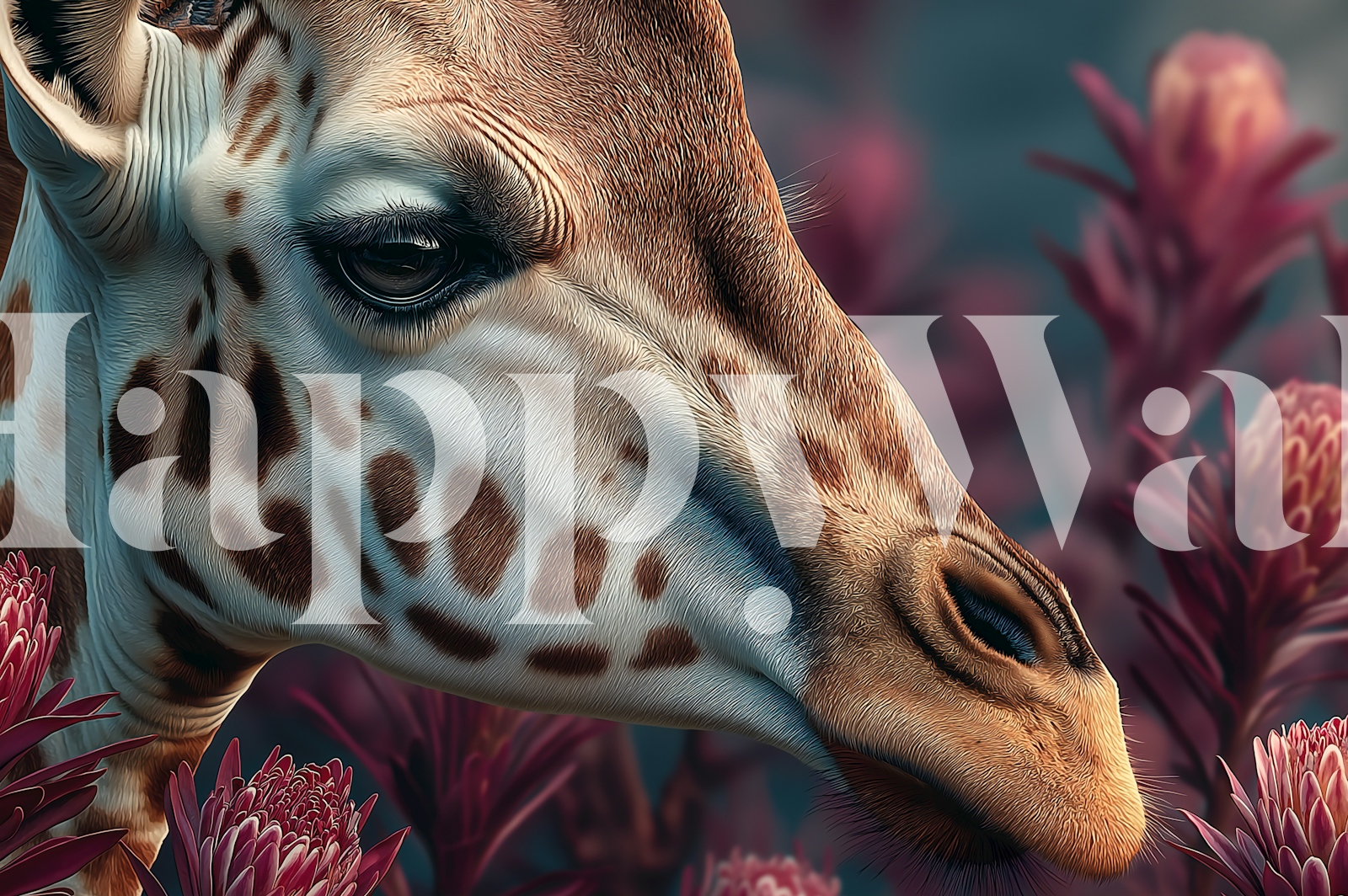 Giraffe Floral Wallpaper for Kids Room