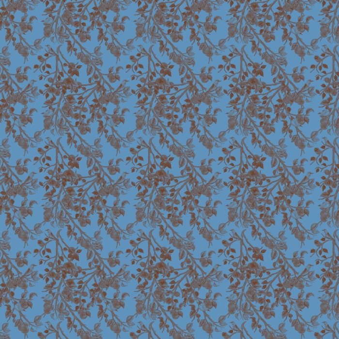 Persimmons and Indian Rollers in Blue Wallpaper