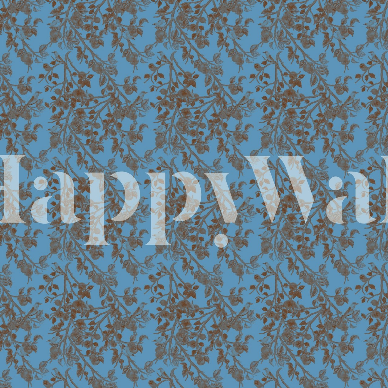 Persimmons and Indian Rollers in Blue Wallpaper