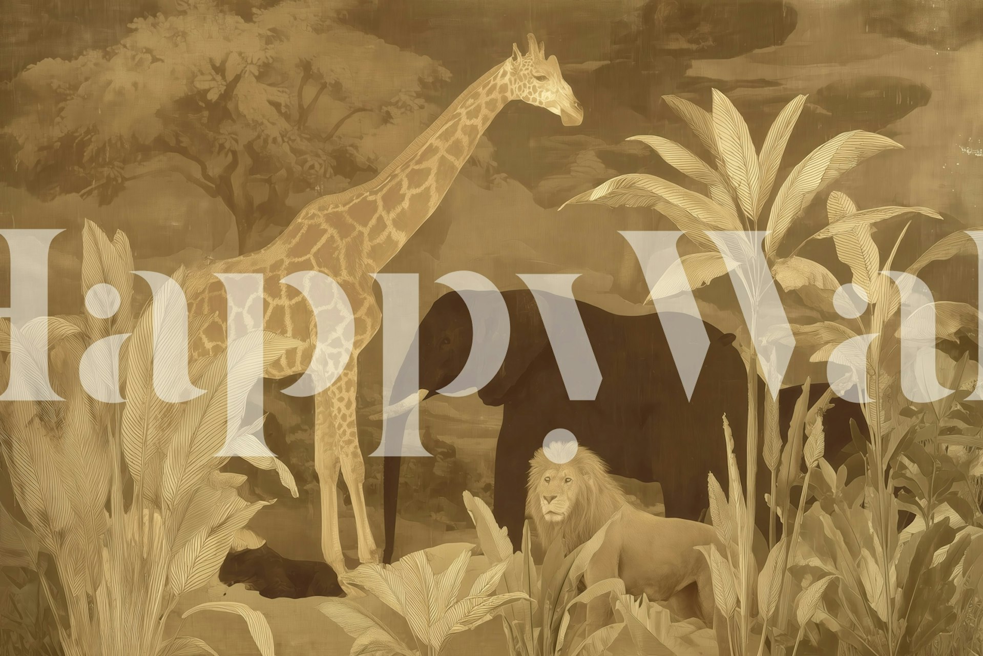 Safari Golden Wildlife Wallpaper | happywall.com