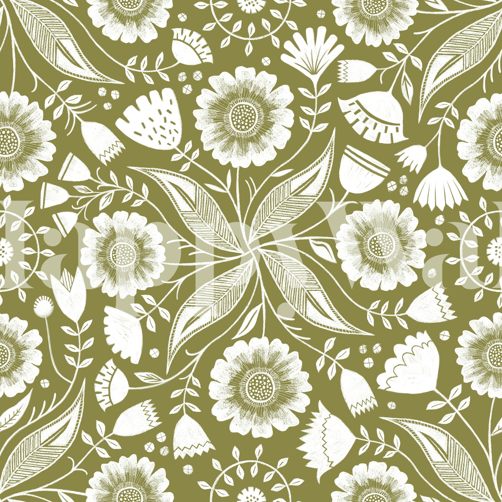 Botanical Illustration - Evergreen Sprig Wallpaper