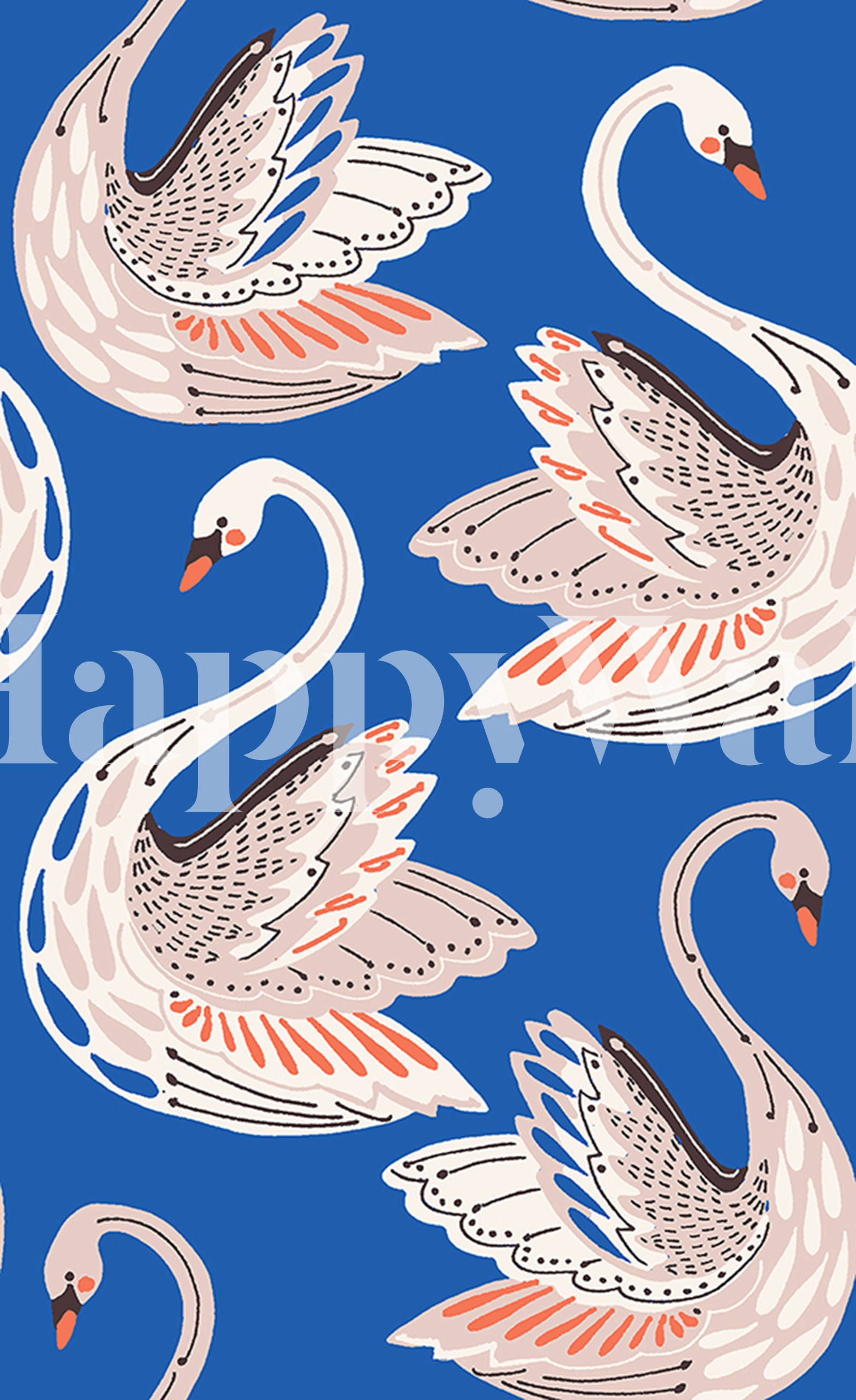 Charming Swans on Blue Wallpaper
