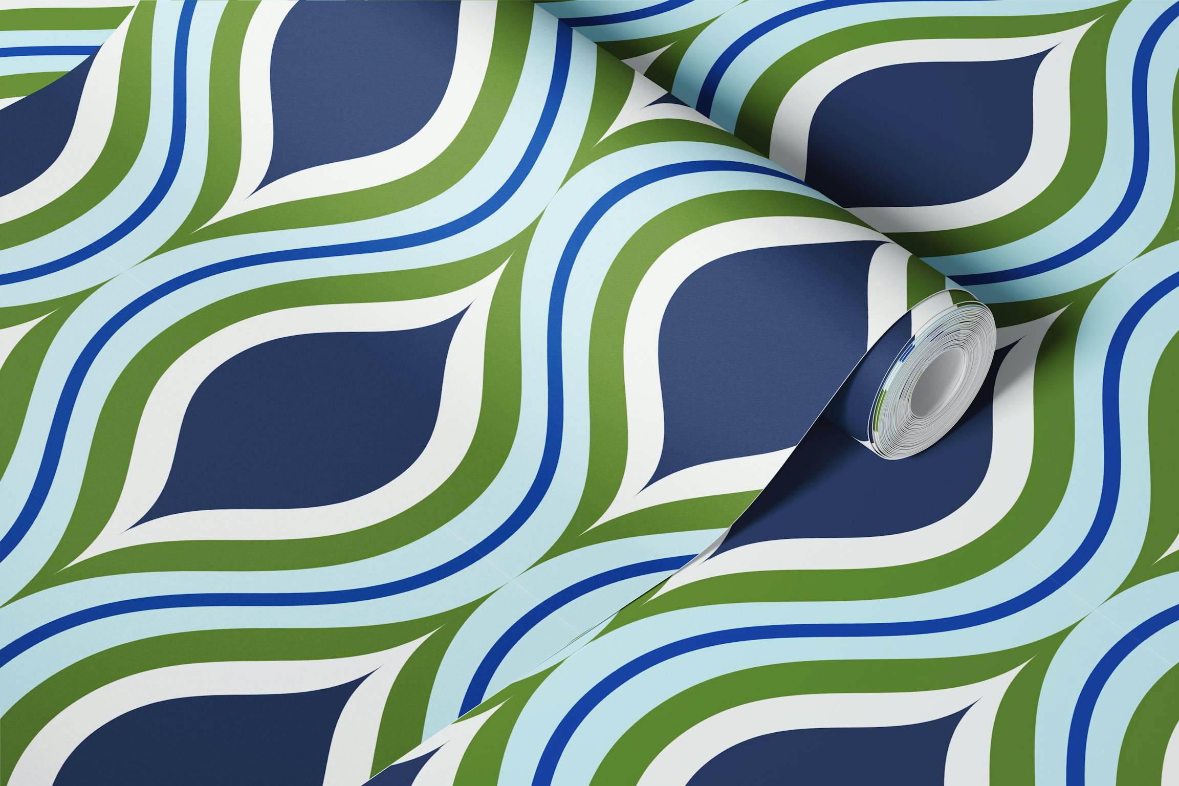 Blue green ogee pond Wallpaper - Happywall