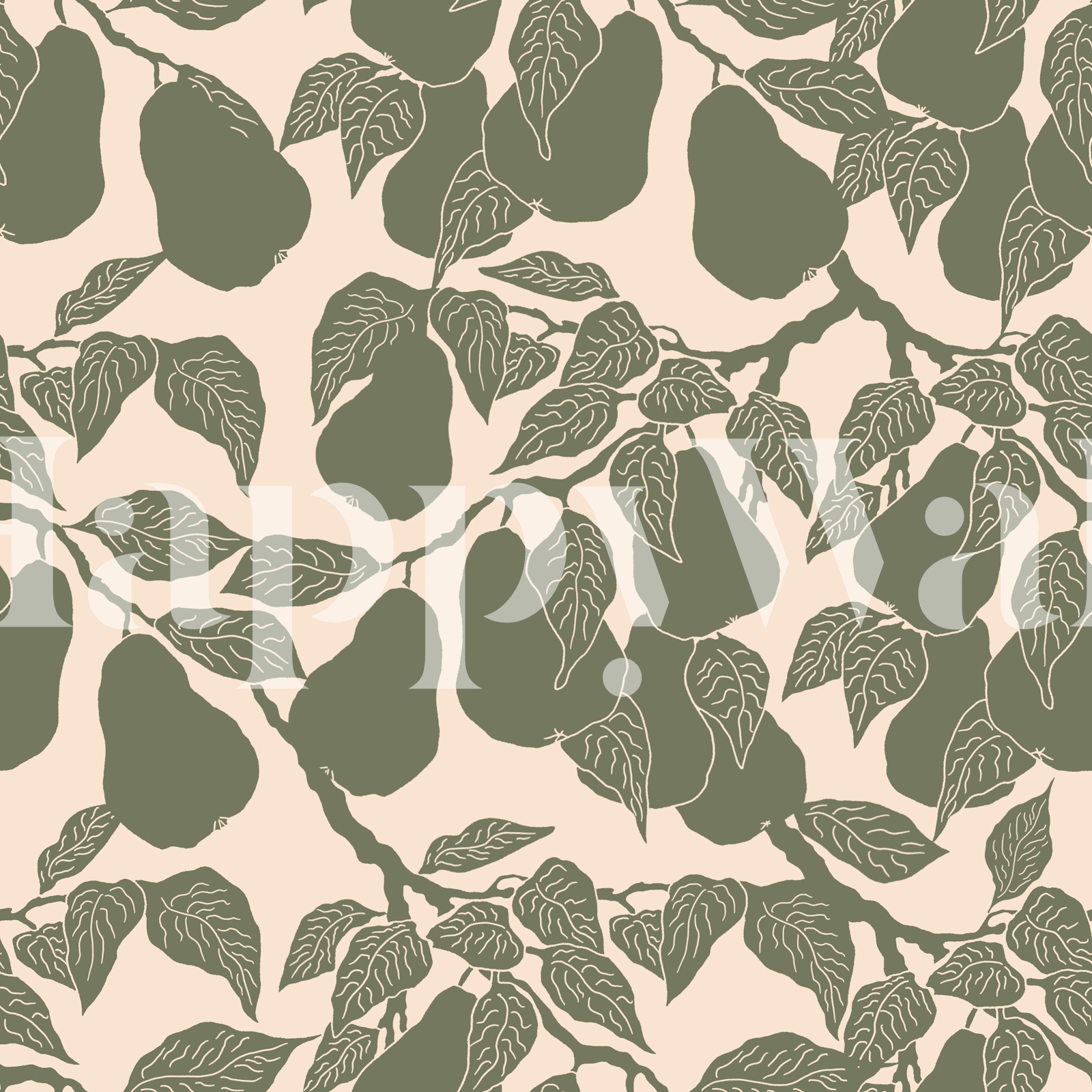 Rustic Pear Foliage Wallpaper - happywall.com