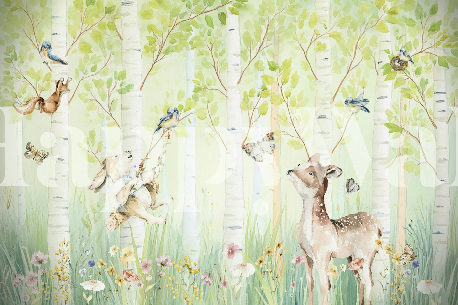 Whimsical Nursery Forest Companions Wallpaper