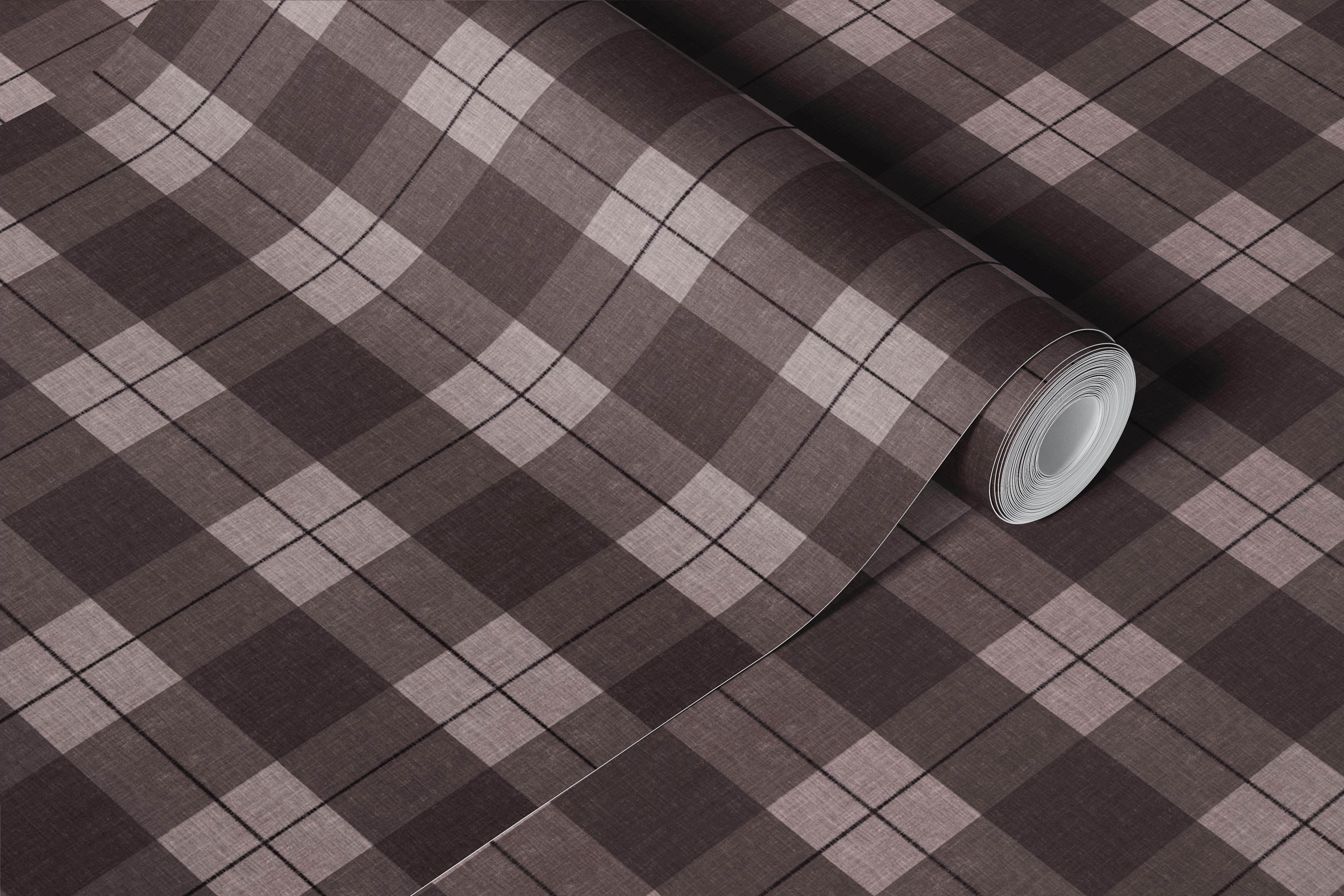 Cozy Dark Brown Plaid Wallpaper - happywall.com