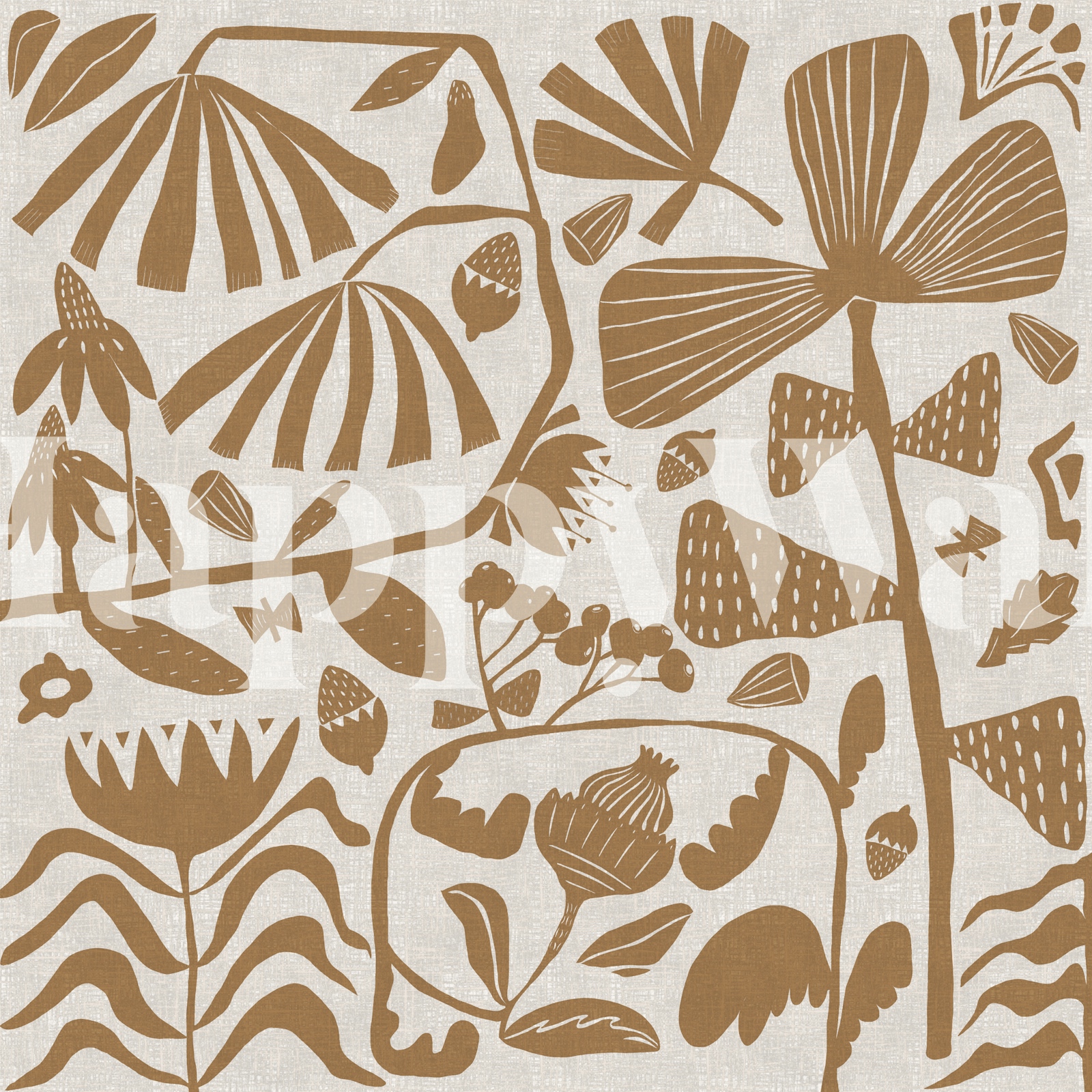 Modern Nordic Floral Tan Wallpaper | happywall.com