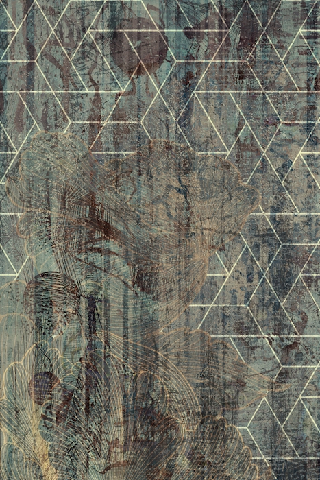 Hexagon Grid Rustic Teal Wallpaper - happywall.com