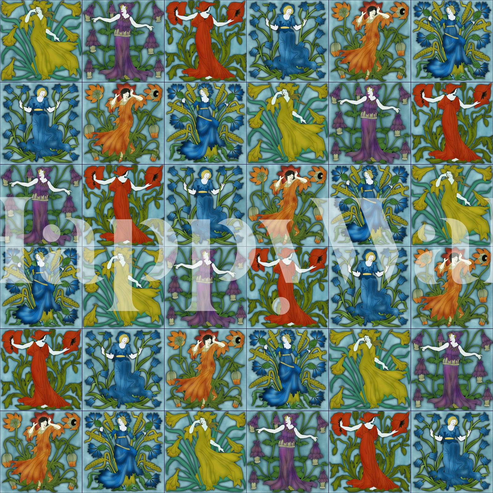 Art Nouveau Flora's Train | Happywall.com