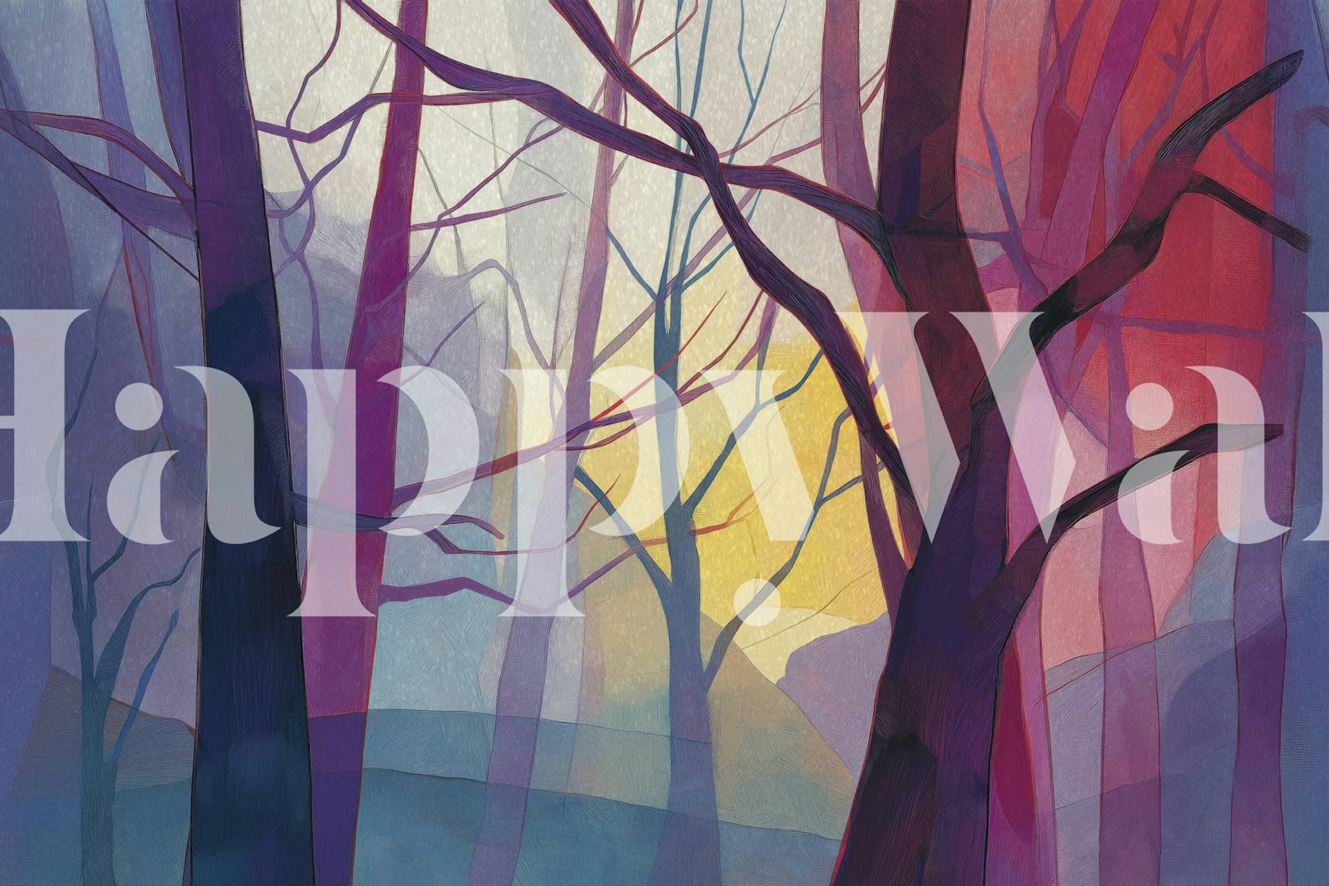 Abstract Colorful Forest Mural | Happywall