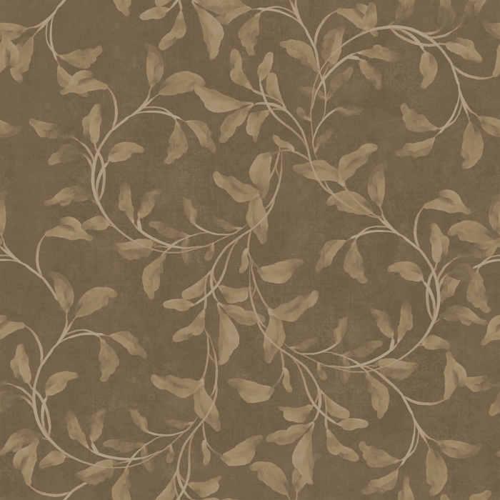 Japandi Watercolour Leaves - Mocca Brown Wallpaper