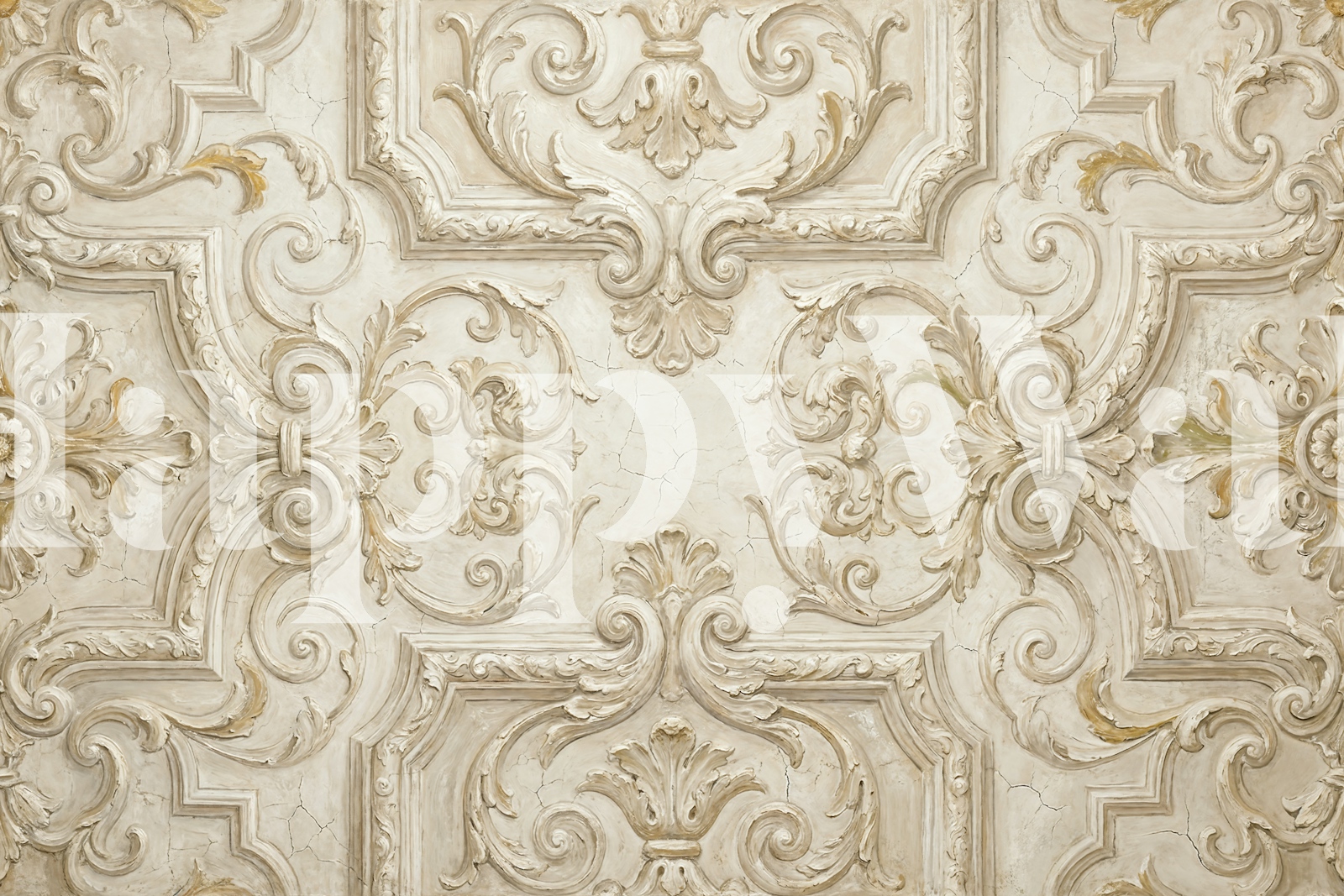 Vintage Baroque Plaster Relief Wallpaper