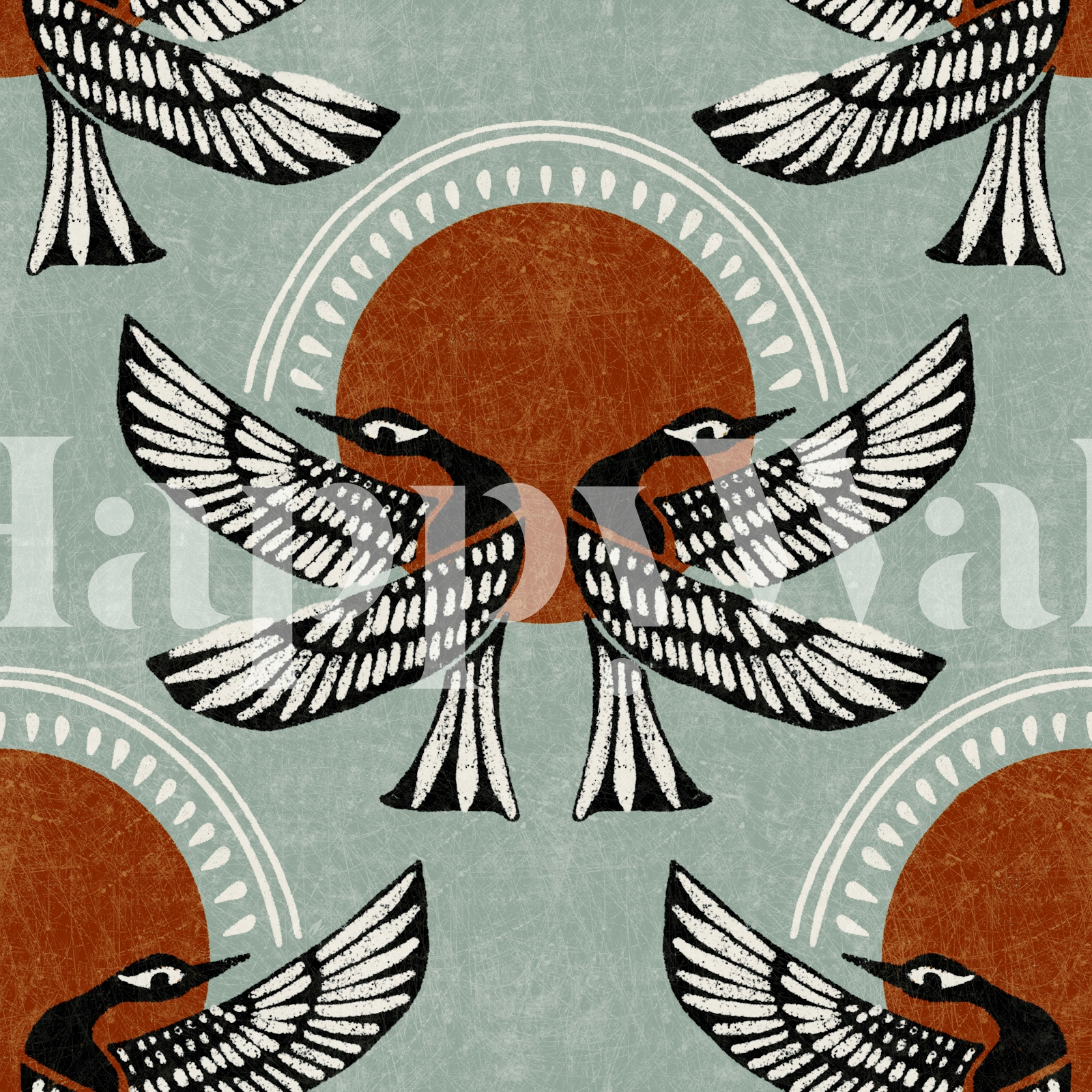 Meryt - blue Wallpaper | happywall.com