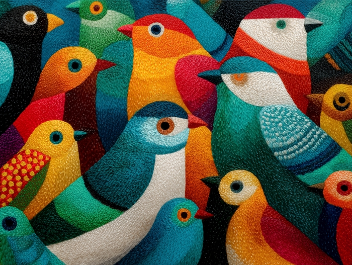 Colorful Flock of Birds Wallpaper