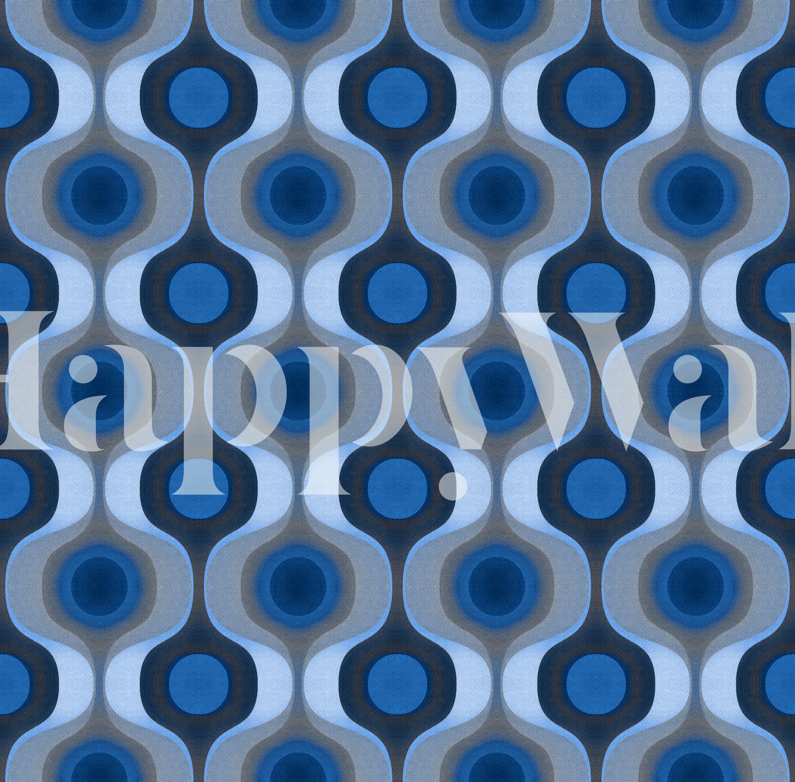 Retro Blue Geometric Waves Wallpaper | Happywall