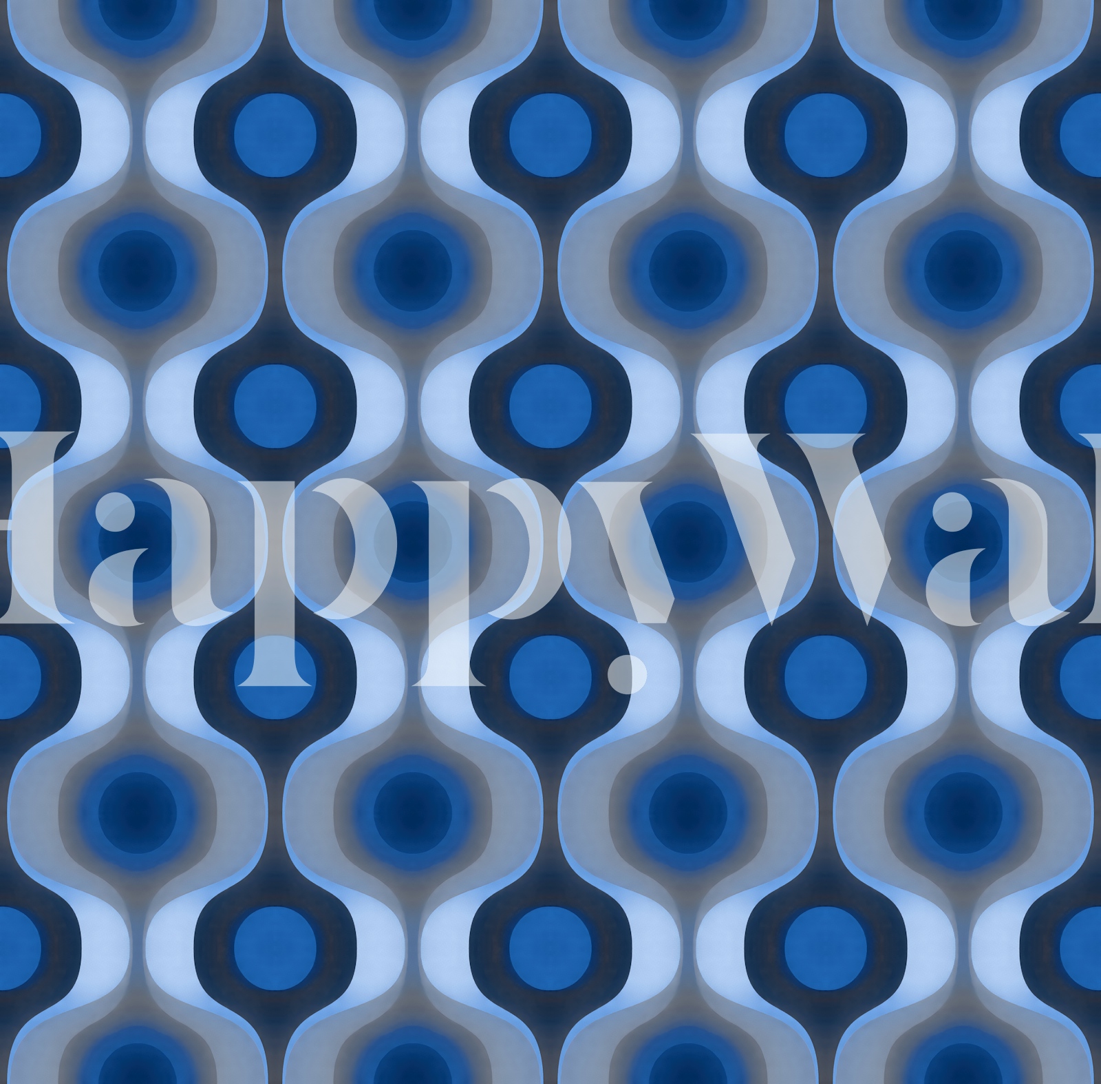 Mid Century Blue Watercolor Ovals - happywall.com