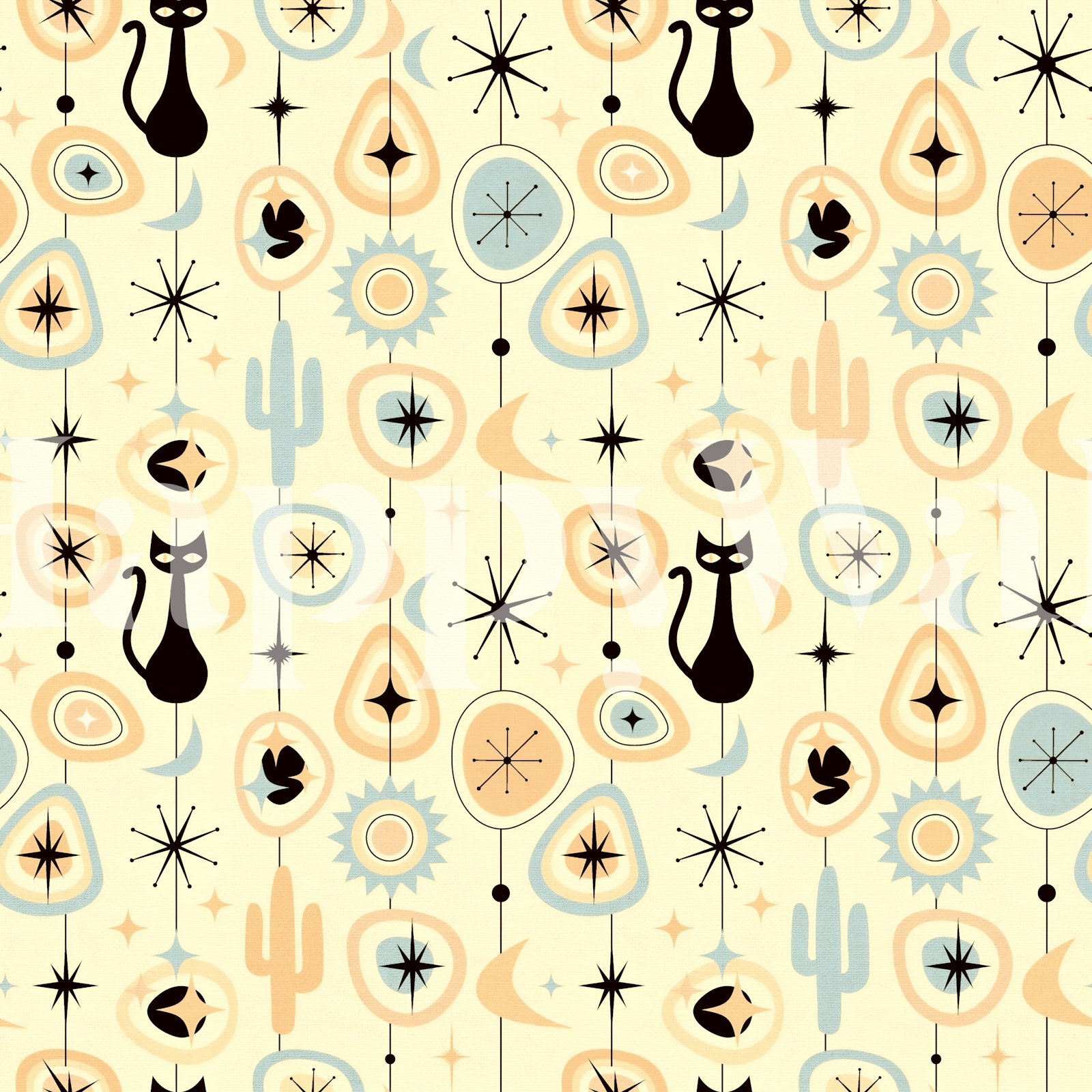 Vintage Atomic Desert Night Wallpaper | happywall.com