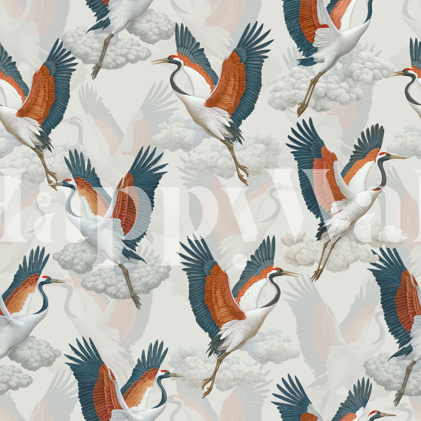 Japanese Crane Cloud Flight 03 - Happywall.com