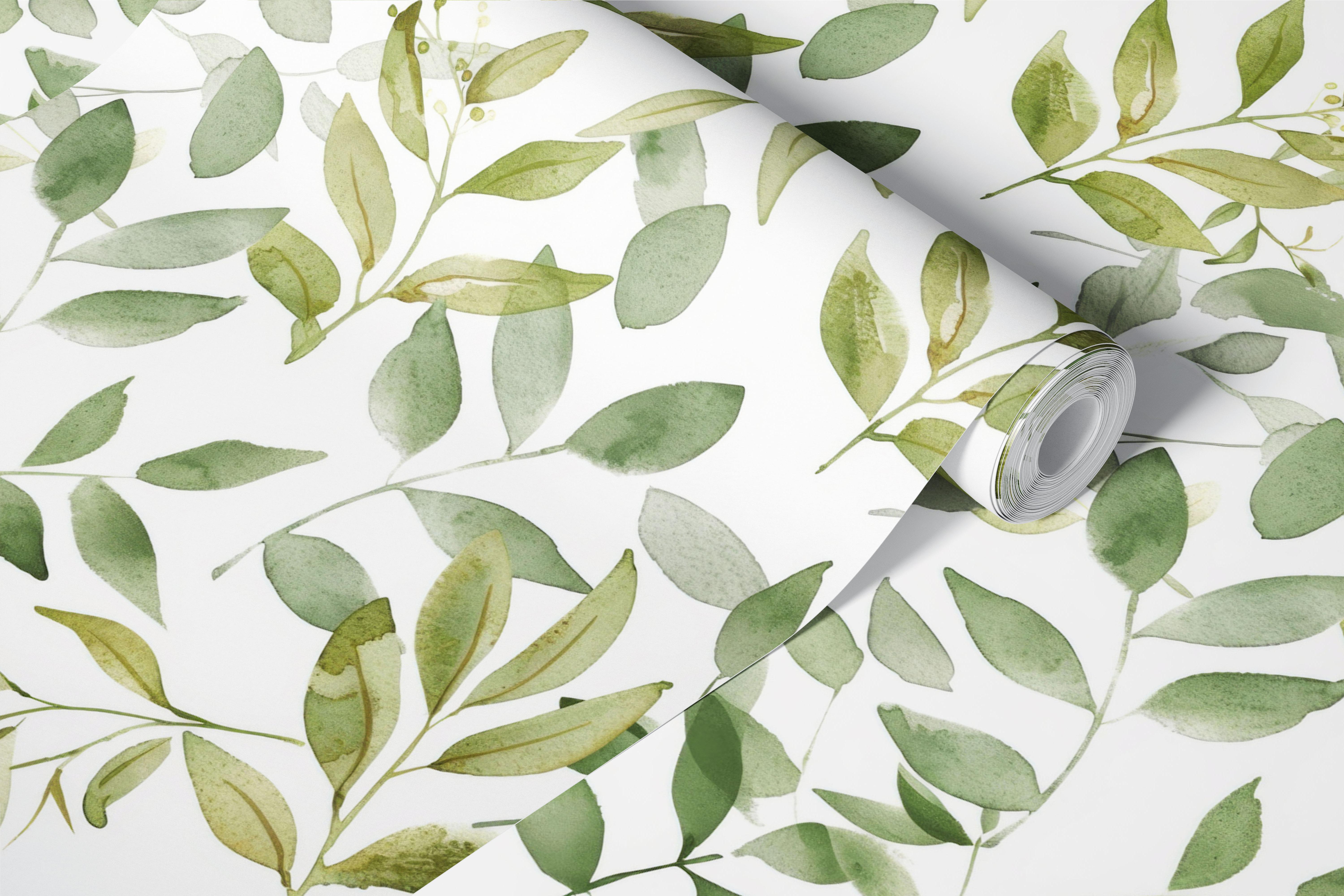 Soft Botanical Leaves Wallpaper | happywall.com