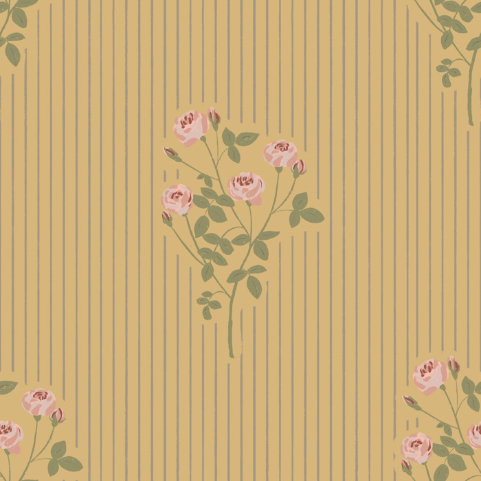 French Country Roses + Stripes Wallpaper