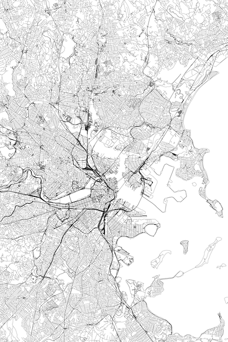 Boston Map Portrait Wallpaper | Happywall
